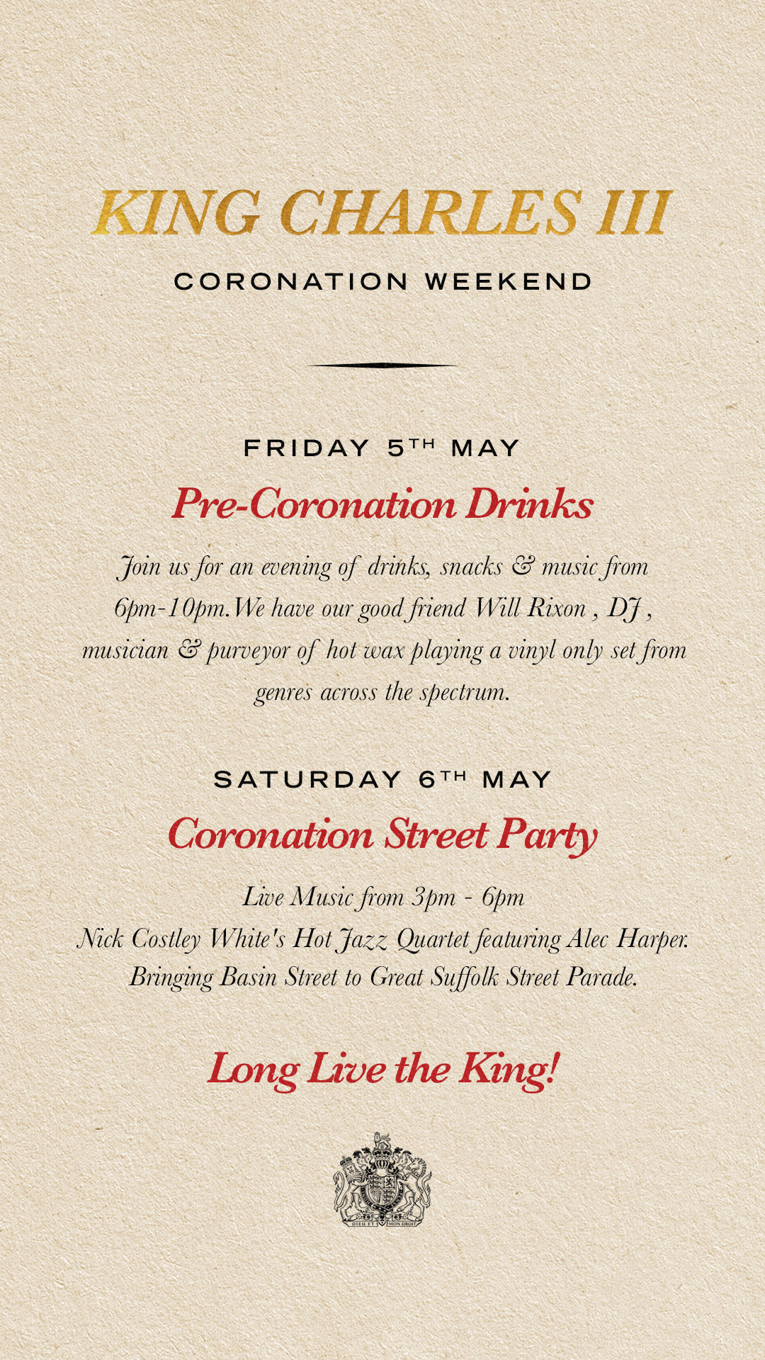 Pre Coronation Drinks & Coronation Street Party – Terry's Cafe